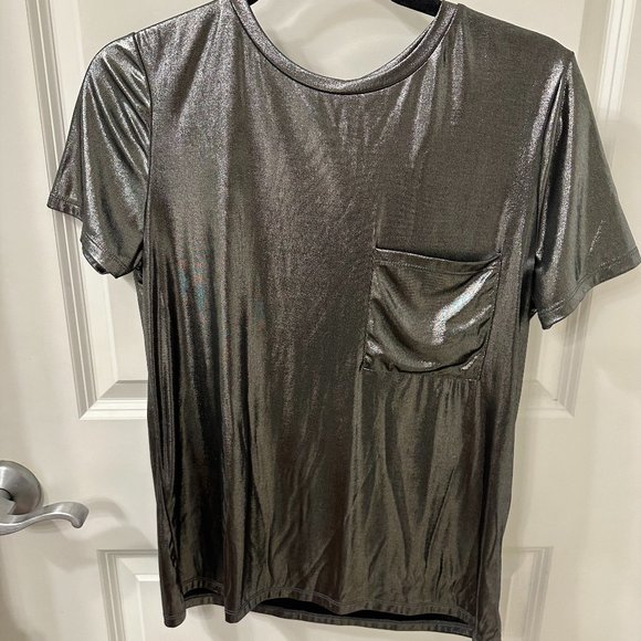Zara | Tops | Zara Oversized Metallic Tshirt | Poshmark